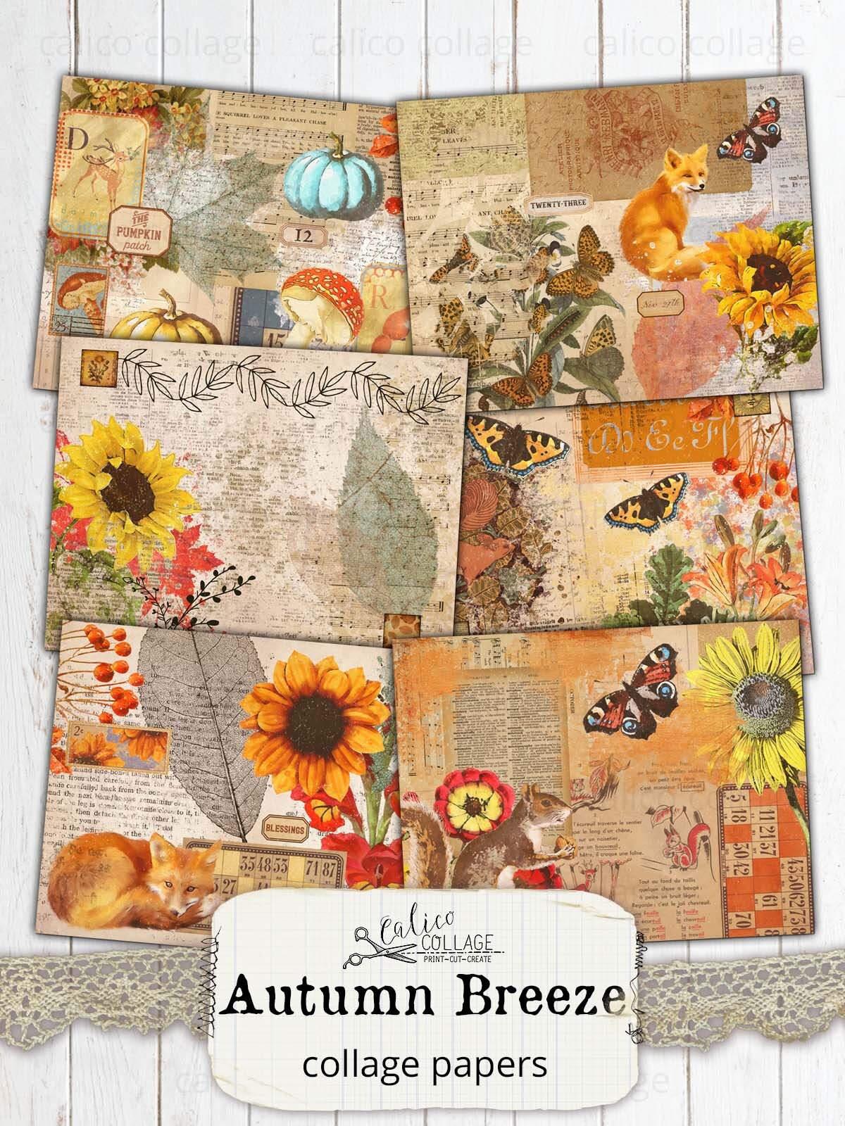 Autumn Collage Paper Junk Journal Digital Paper Kit - Etsy