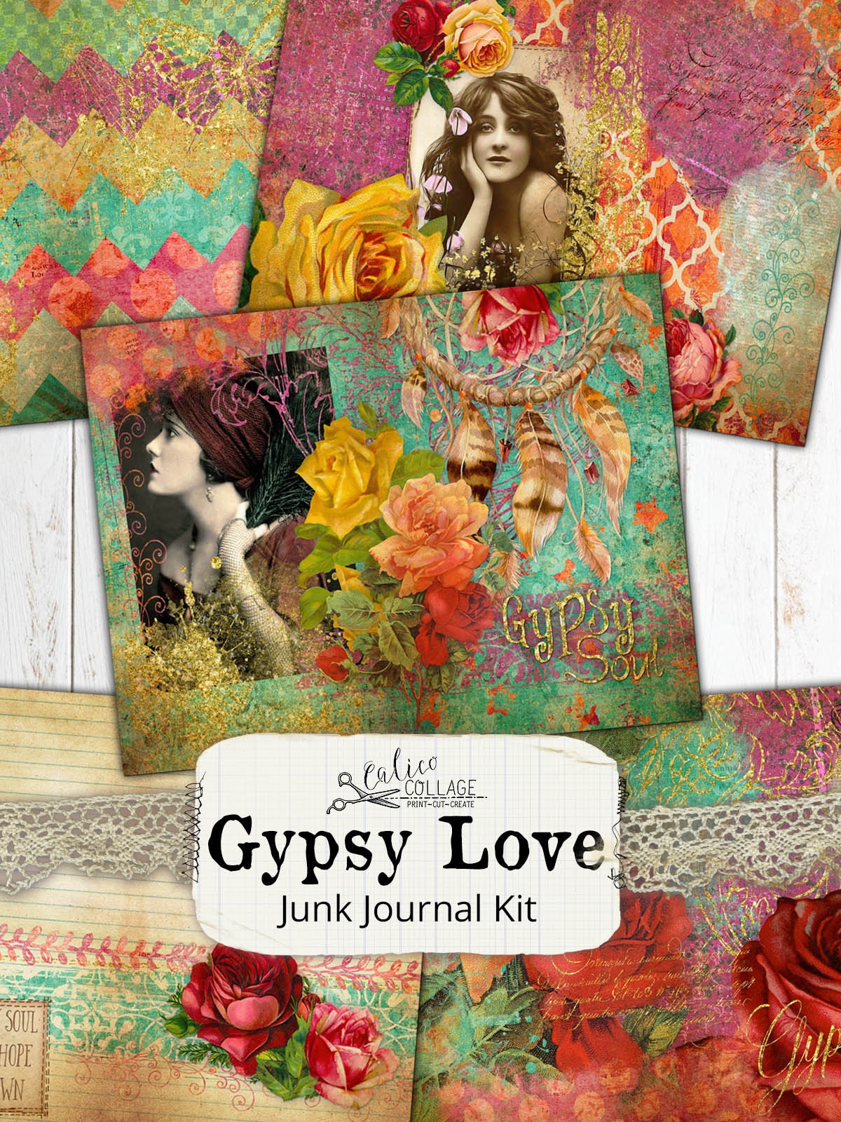 Junk Journal Kit Gypsy Love Printable Boho Journal Ephemera - Etsy