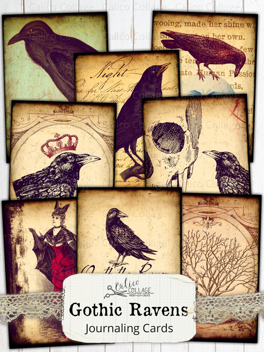 Halloween Ephemera Pack Gothic Raven Vintage Ephemera, Vintage ...
