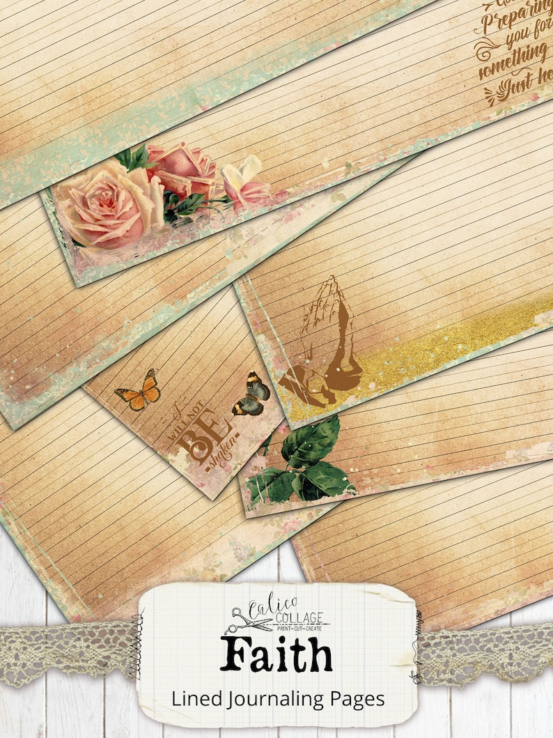 Faith Printable Prayer Junk Journal Lined Journaling Pages, Religious ...