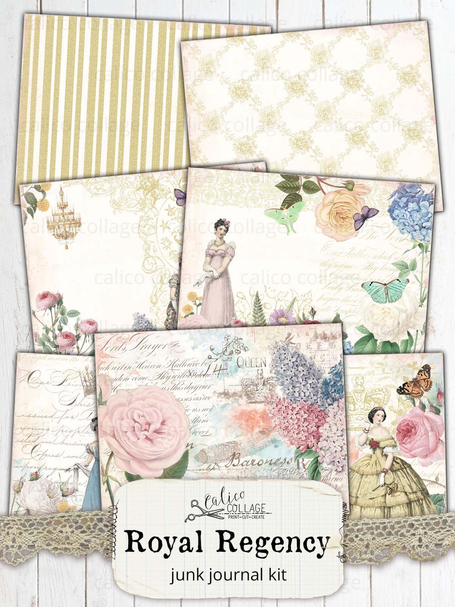 Royal Regency Junk Journal Kit, Regency Fashion Ephemera, Floral ...