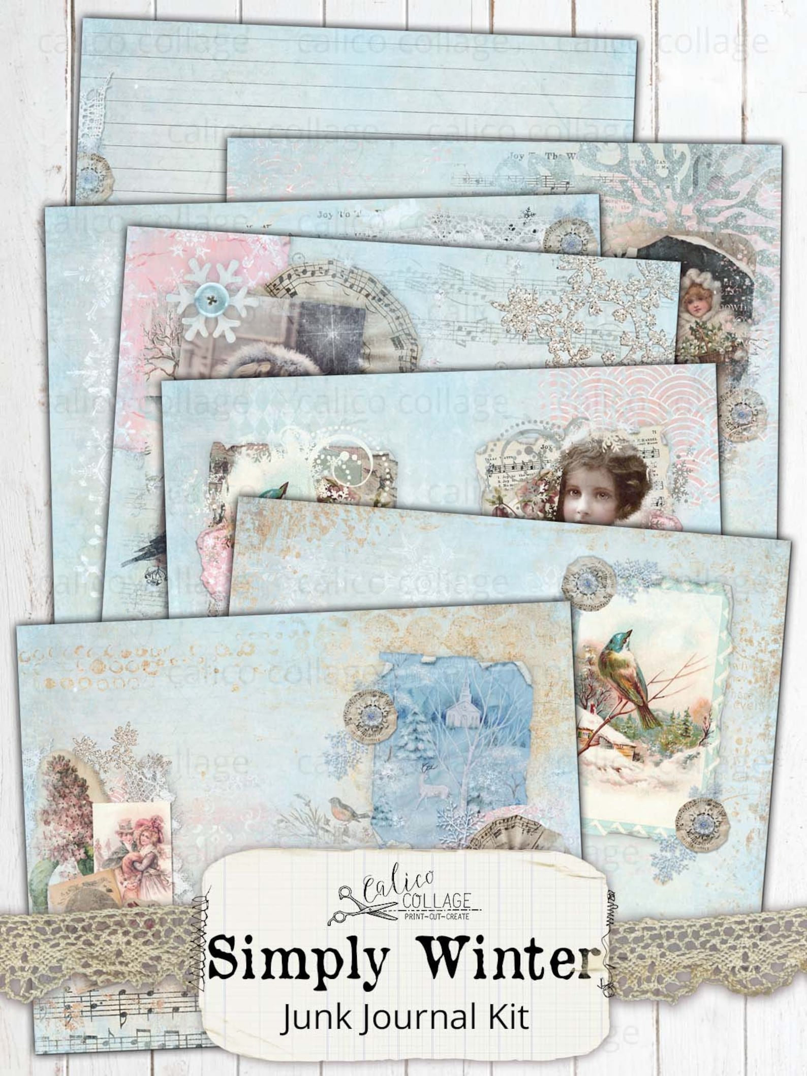 Printable Winter Junk Journal Kit Christmas Journal Supplies | Etsy