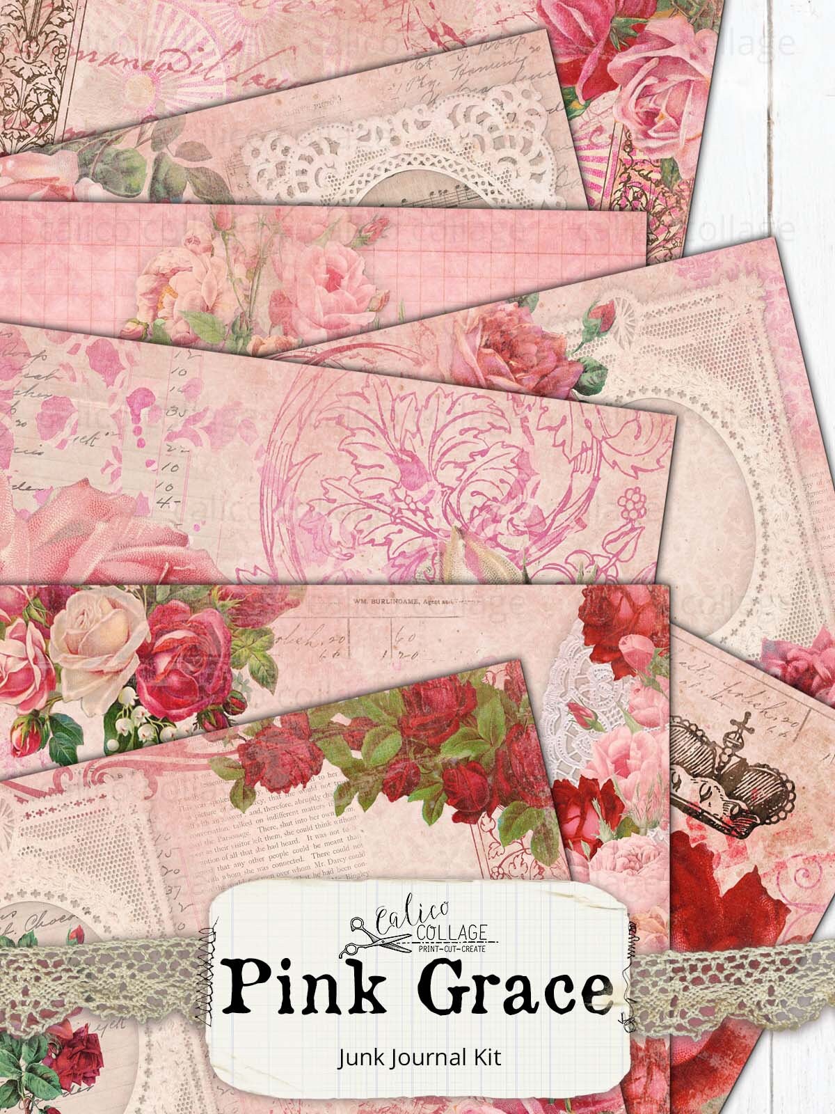 Printable Junk Journal Kit Pink Grace Valentines Day Journal - Etsy