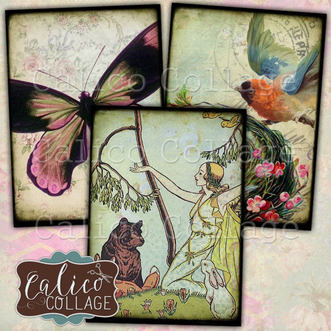 Printable, Simply Spring, Digital Collage Sheet, Junk Journal Tags ...