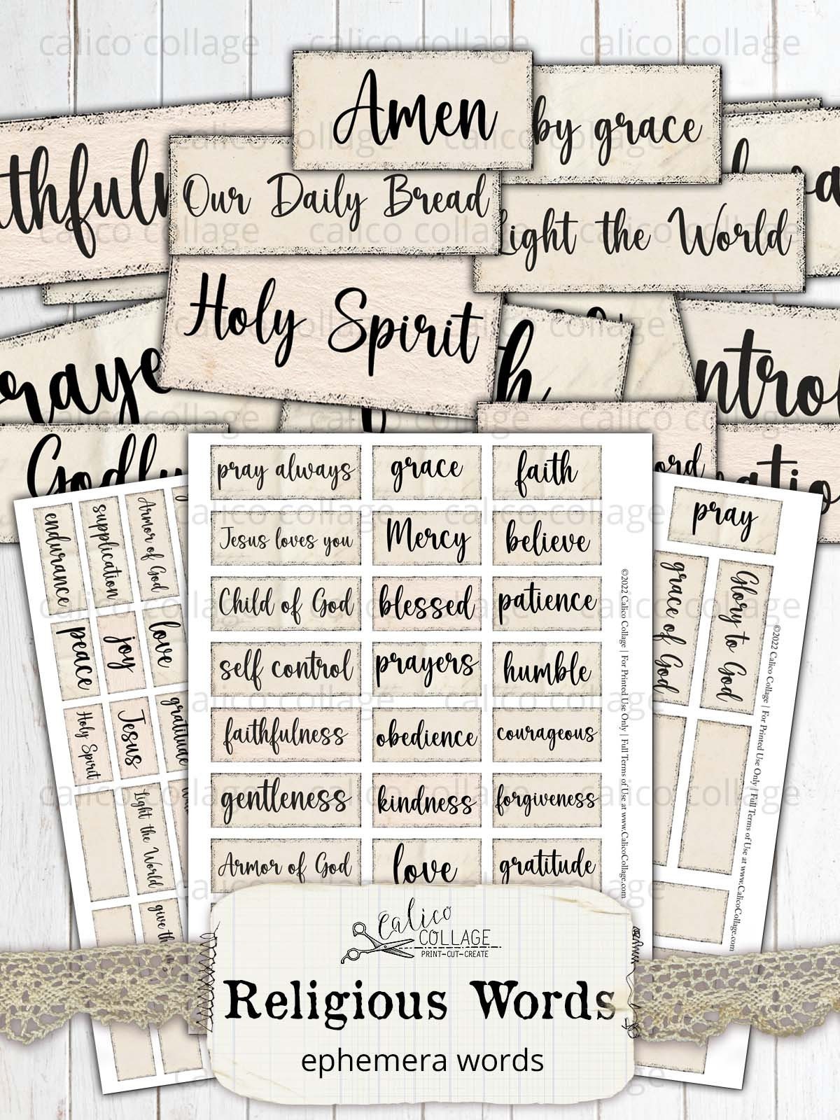 Religious Ephemera Words Printable Bible Journaling - Etsy