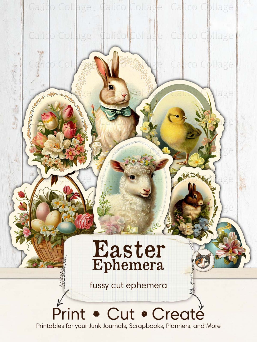 Easter Ephemera Fussy Cuts, Junk Journal Ephemera Pack, Easter Flowers ...
