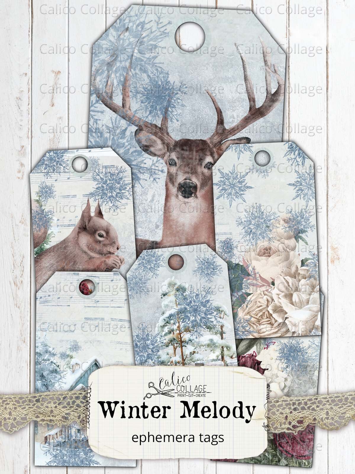 Printable Winter Ephemera Tags Winter Melody Ephemera Pack - Etsy