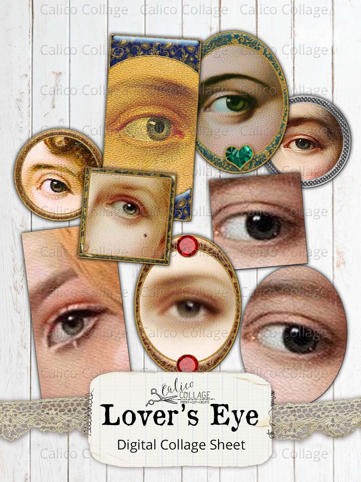 Printable Lovers Eye Pendent Images, Digital Collage Sheet, Ephemera ...