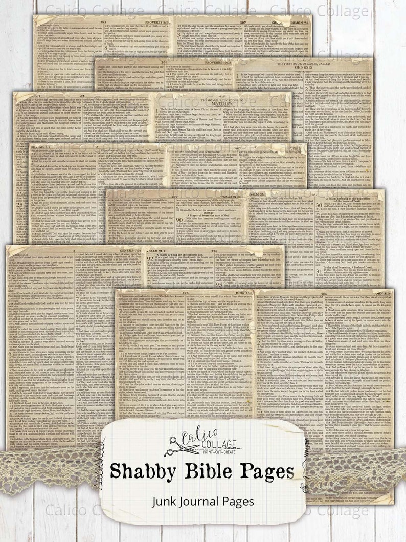 Shabby Bible Pages, Bible Journaling, Junk Journal, Journal Supplies ...