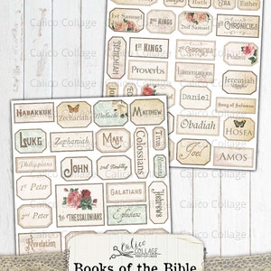 Printable Books of the Bible Labels, Junk Journal Supplies, Faith ...