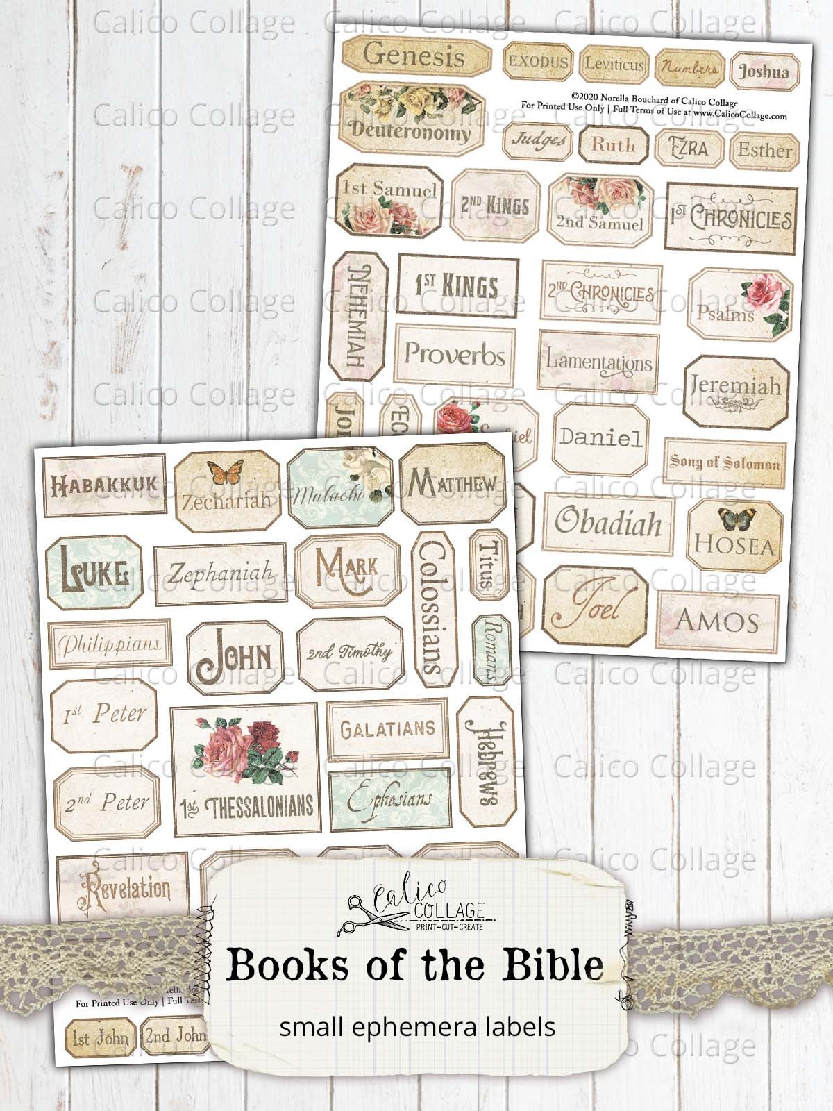 Printable Books of the Bible Labels Junk Journal Supplies | Etsy