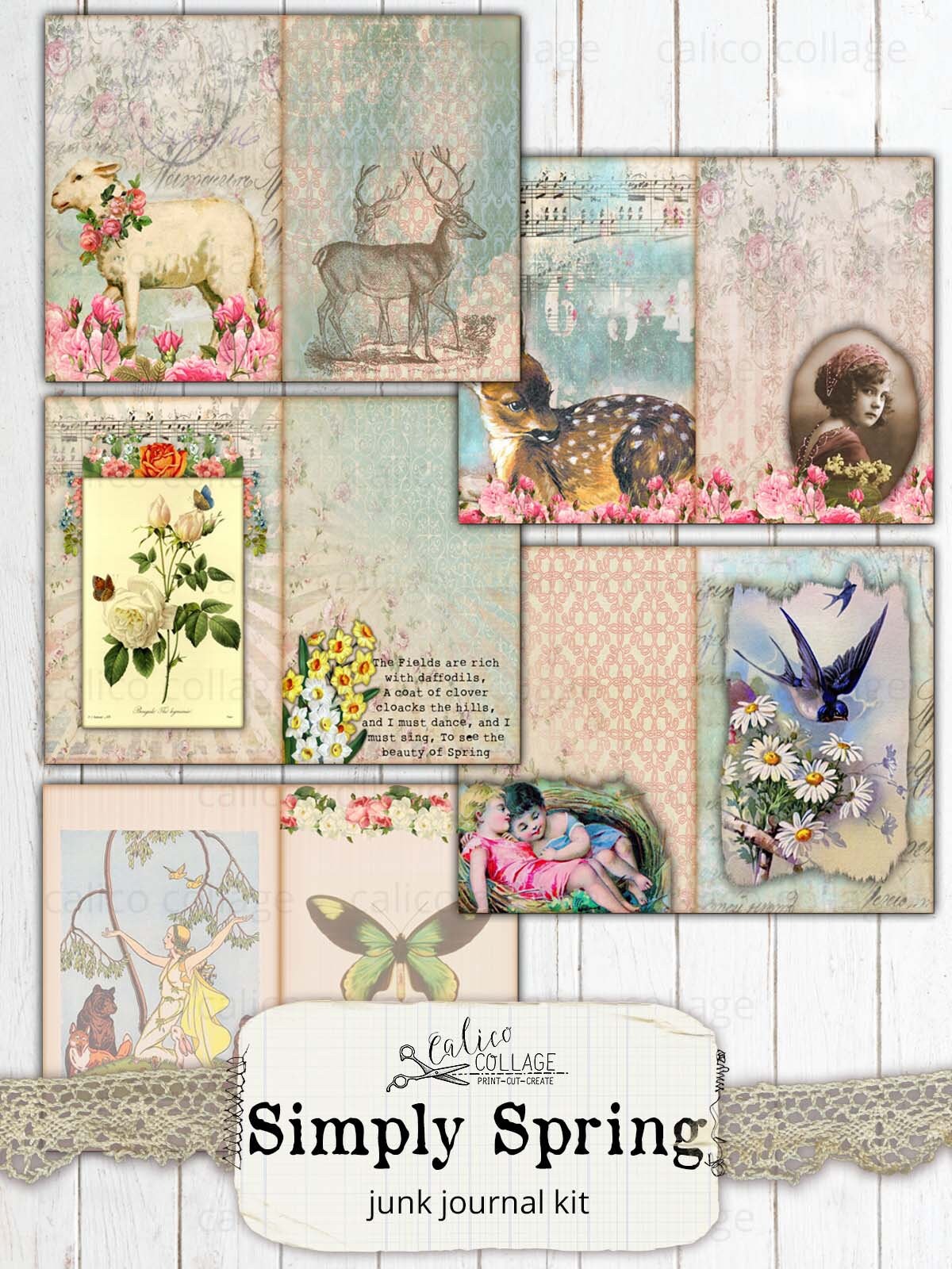 Spring Junk Journal Kit, Bullet Journal Supplies, Ephemera Pack ...