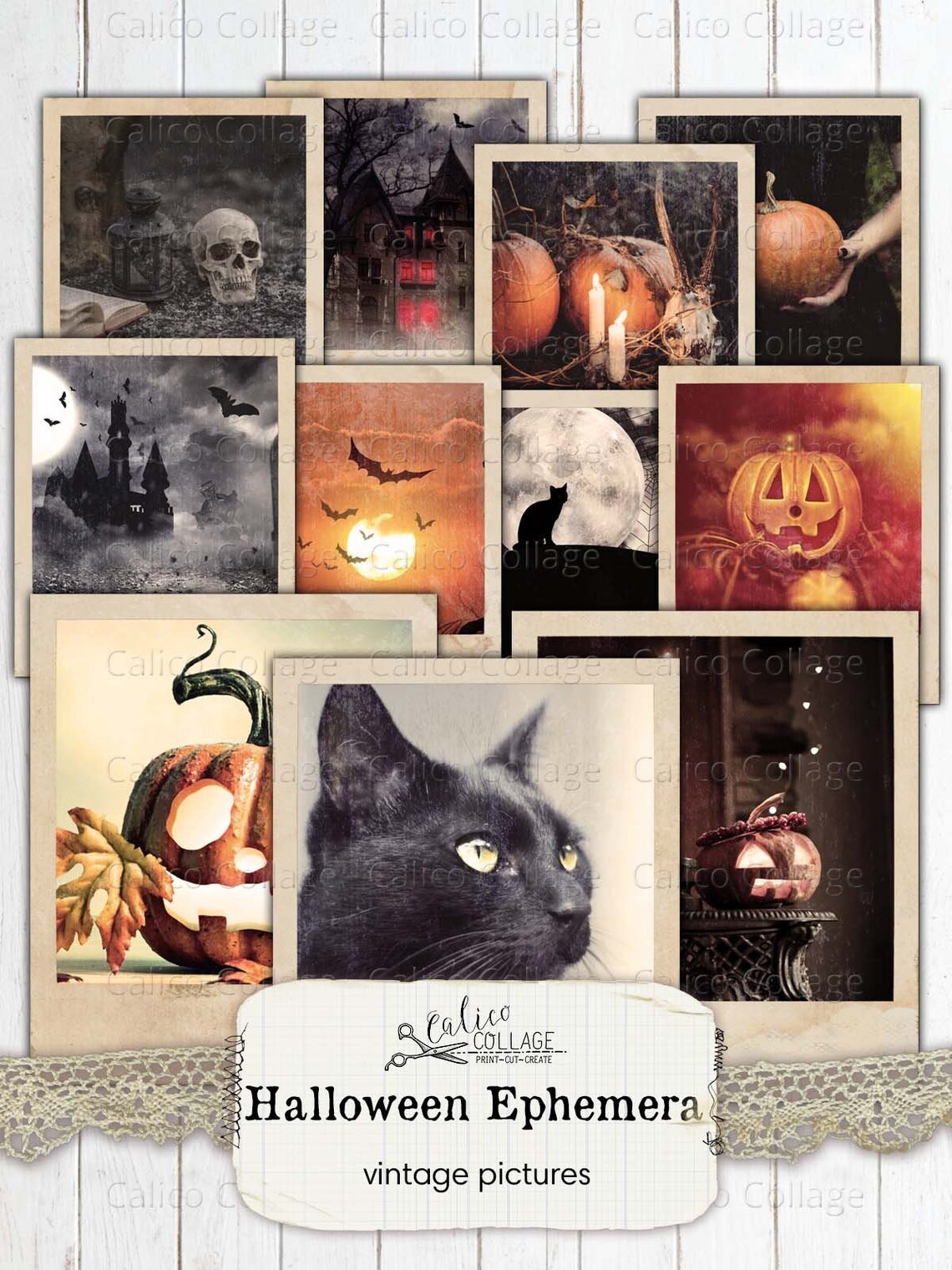 Halloween Ephemera Junk Journal Printable, Spooky Pictures Printable ...