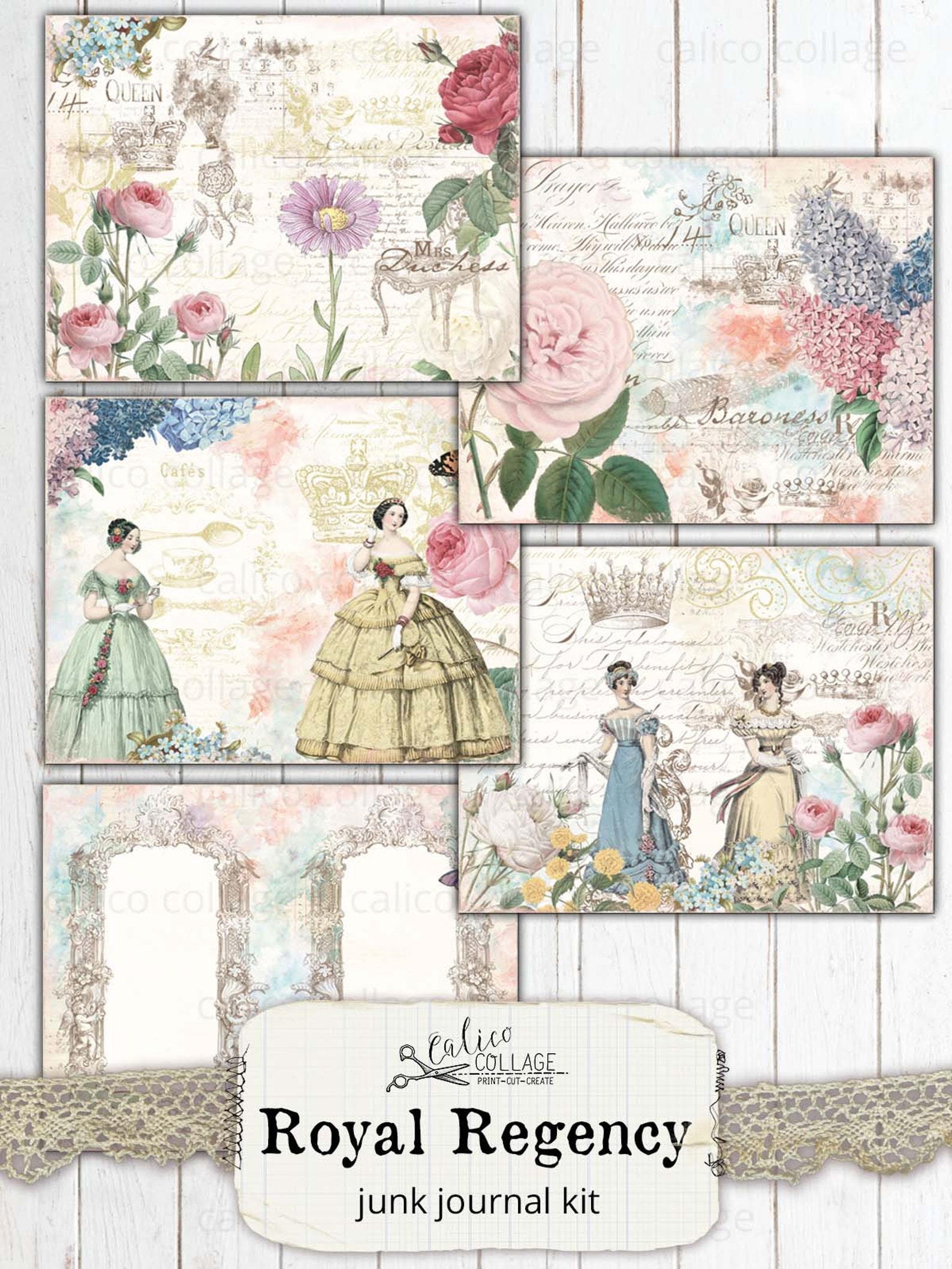 Royal Regency Junk Journal Kit, Regency Fashion Ephemera, Floral ...