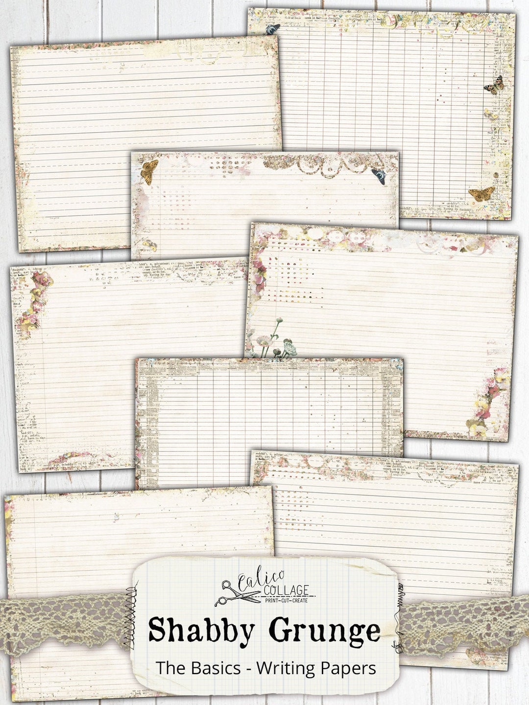 Junk Journal Kit, Junk Journal Lined Pages, Shabby Grunge | 20 - Etsy