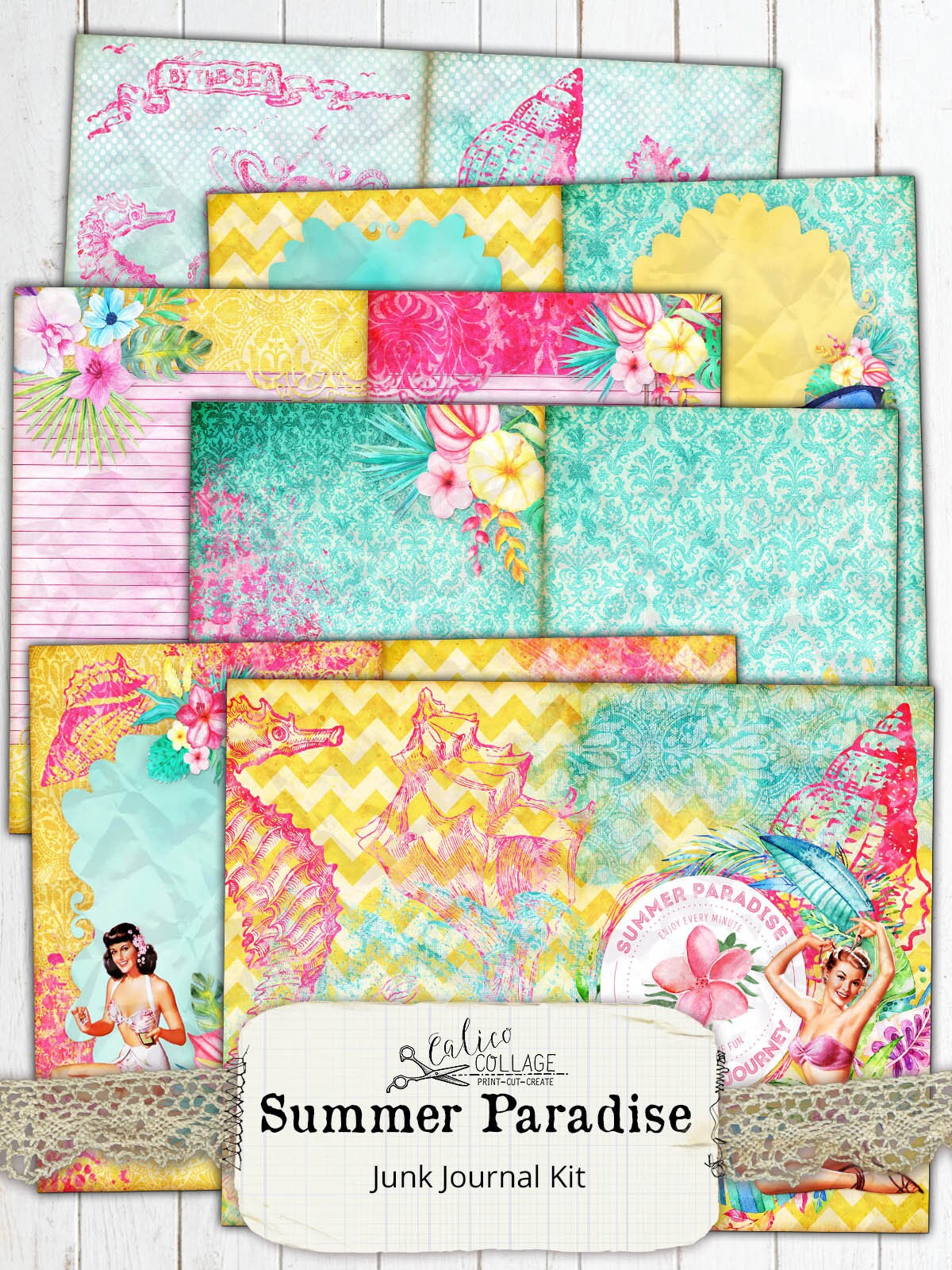Printable Junk Journal Kit, Summer Ephemera Pack, Vintage Bullet ...