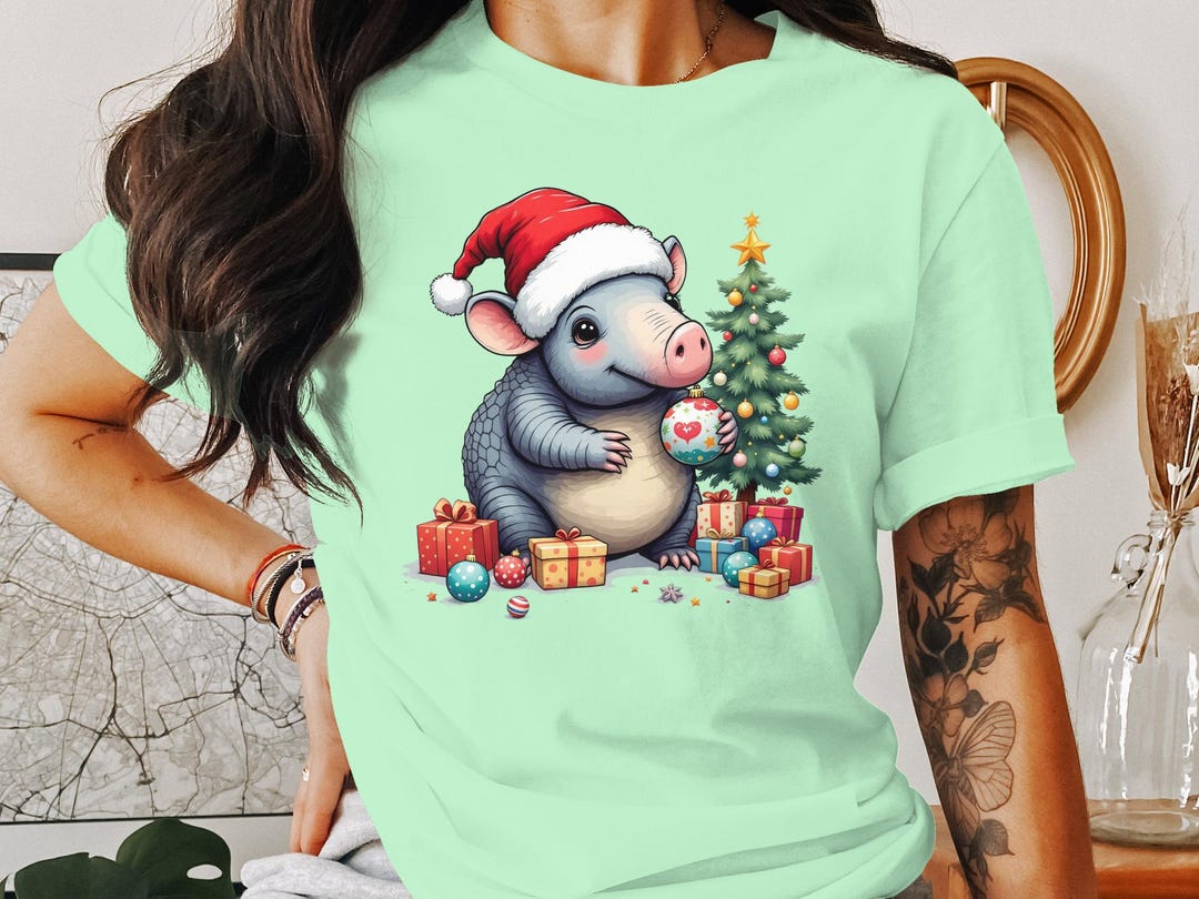 Cute Christmas Armadillo Digital Design, Funny Holiday Armadillo Art ...