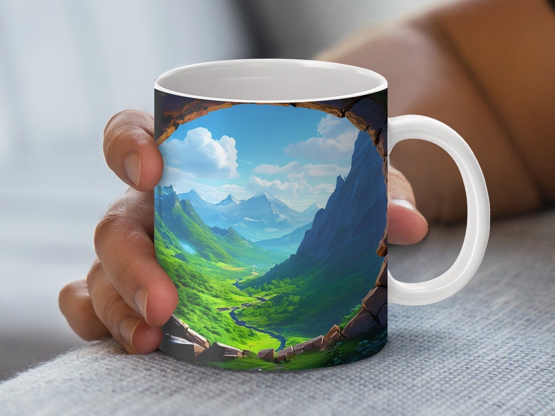 3D Mountain View Mug Wrap, Digital Download, 11oz and 15oz Mug Wrap ...
