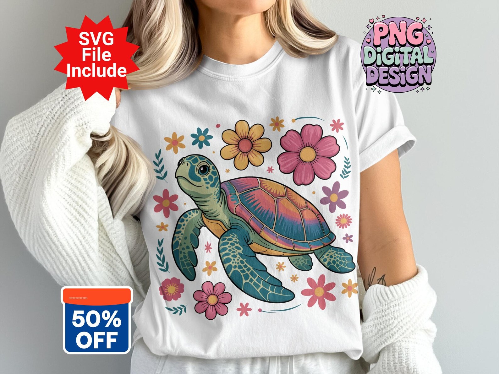 Sea Turtle PNG, Turtle Clipart, Flower Png, Floral Turtle, Boho Turtle ...