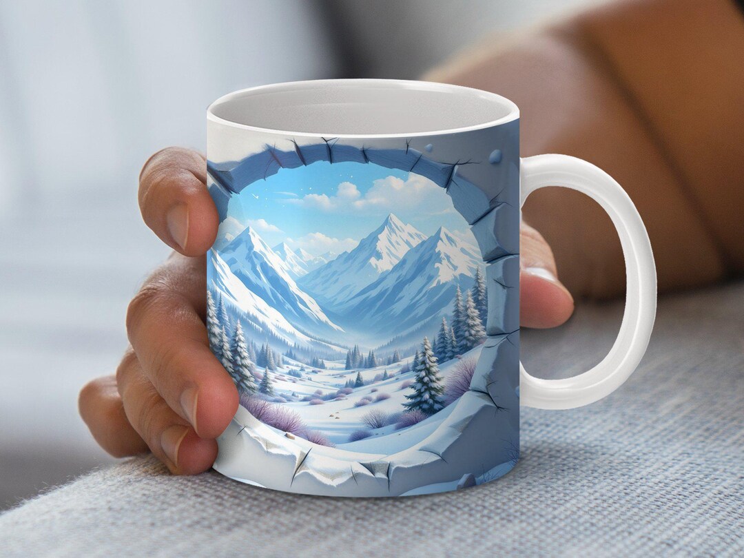 Winter Mountain Scenery Digital Download PNG File, Snowy Landscape Mug ...