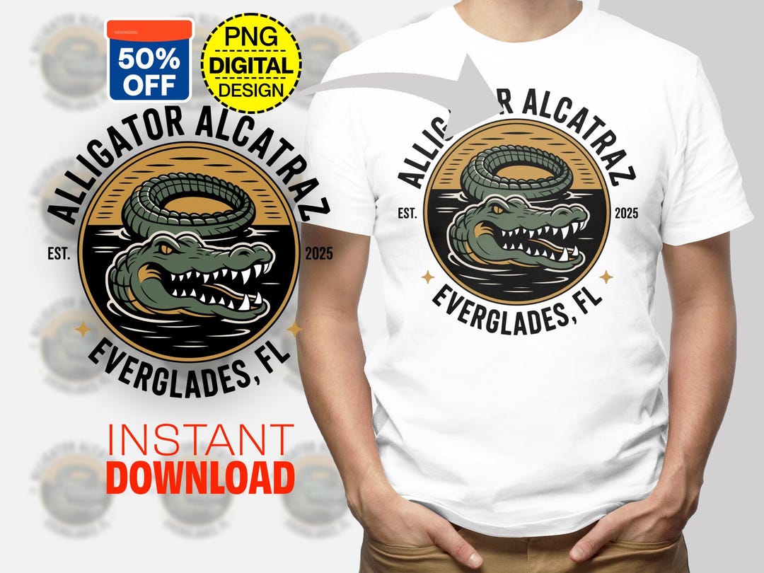 Funny Alligator Alcatraz SVG, Trendy Everglades Gator PNG, Digital ...