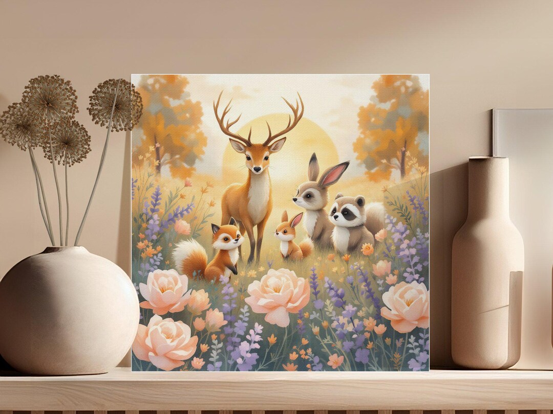 Cute Forest Animal Wall Art for Canvas Print, Digital Download Poster ...