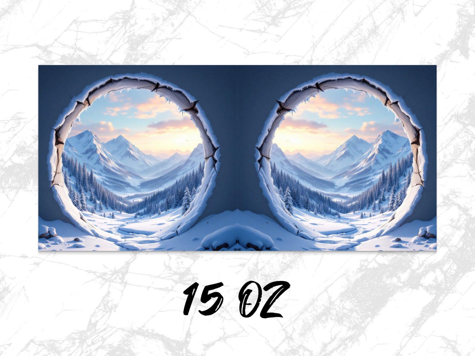 3D Winter Mountain Scene Mug Wrap, Snowy Mountain Mug Design, Scenic ...