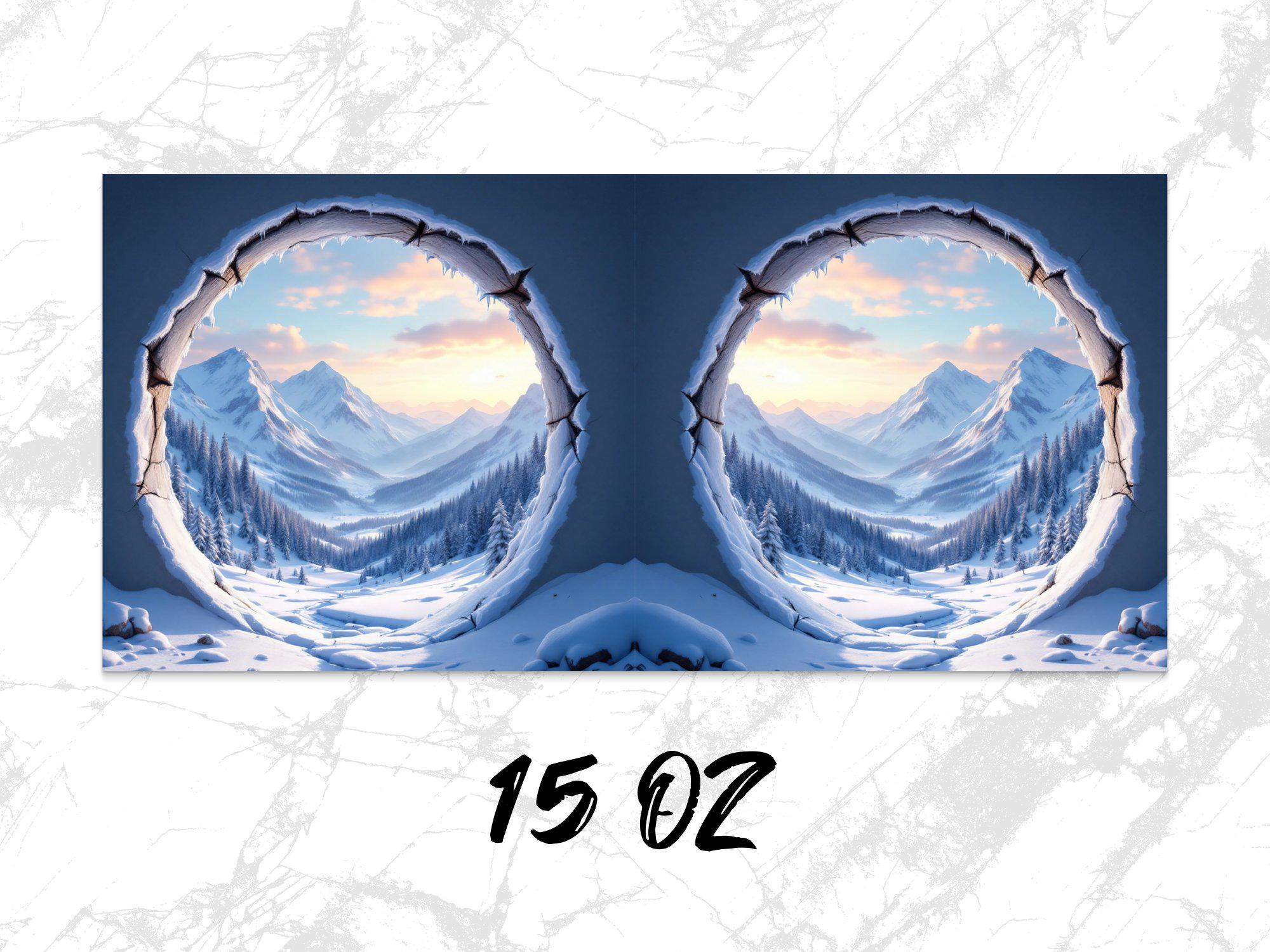 3D Winter Mountain Scene Mug Wrap, Snowy Mountain Mug Design, Scenic ...