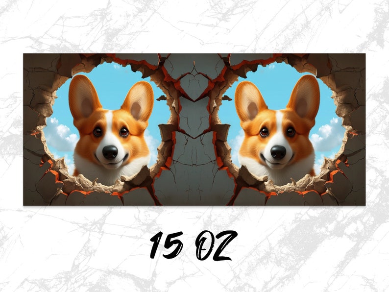 3D Cute Corgi Mug Wrap Digital Download, 11oz 15oz Mug Design, Unique ...