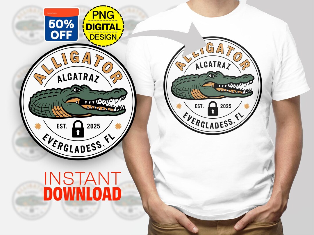 Funny Alligator Alcatraz SVG, Trendy Everglades Gator PNG, Digital ...