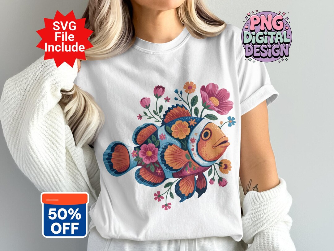 Clownfish PNG, Clownfish Clipart, Floral Fish Png, Boho Fish ...