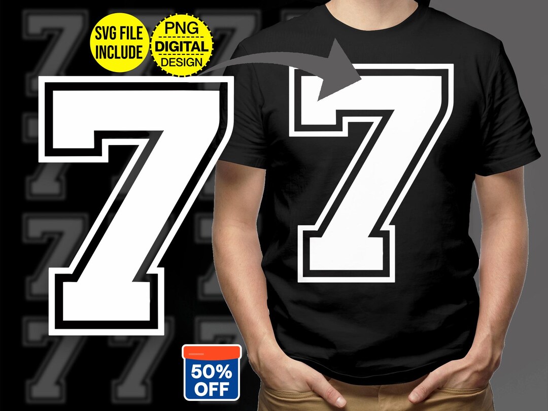 Number 7 Matching 6, 7 Png, Varsity Font Number Seven, Digital Download ...