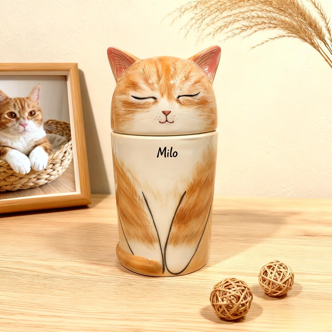Custom Cat Urn Custom Pet Portrait Urn Personalized Cat Urn Cat ...
