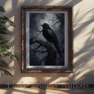 Crow of Thorns # Digital Art for Download. Black Crow on a Branch ...