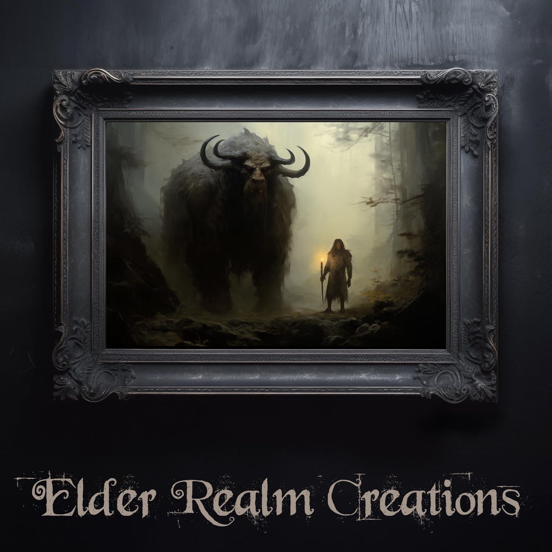 Caveman With Companion # Digital Art for Download. Ancient Monster ...