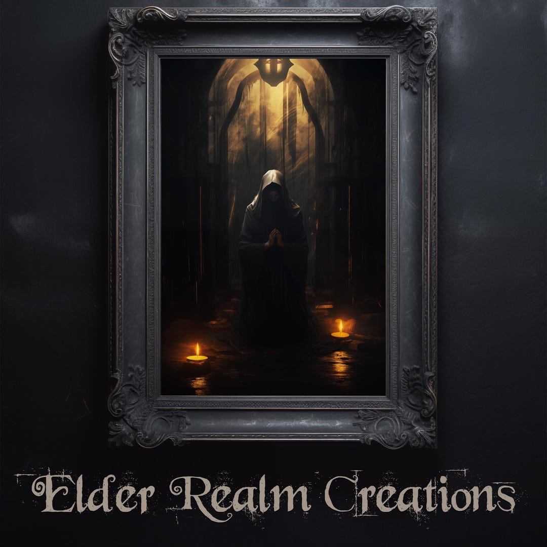 Devotee # Digital Art for Download. Prayer in Dark Robes. Mystical ...