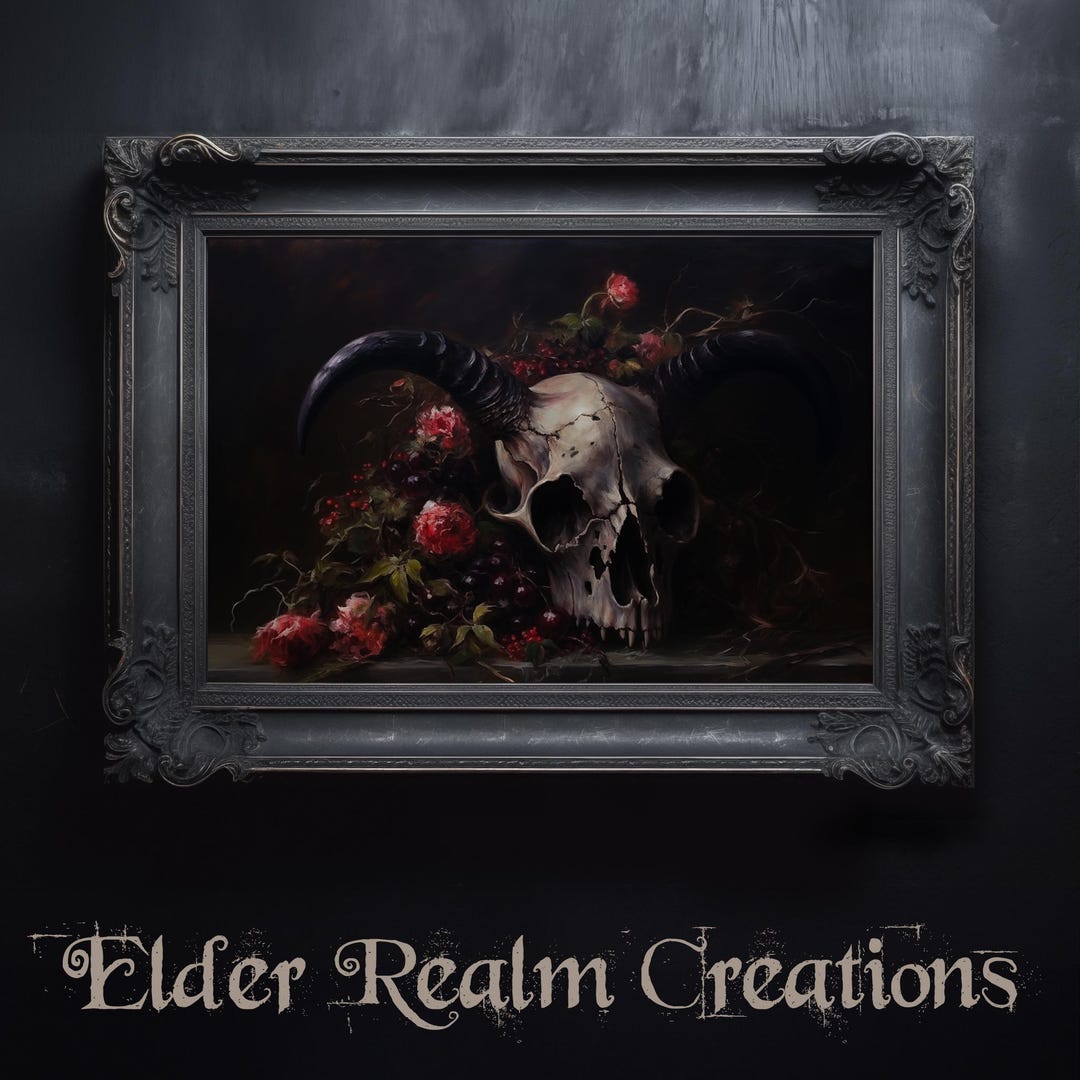 Goatman Remains # Digital Art for Download. Goatman Skull and Flowers ...