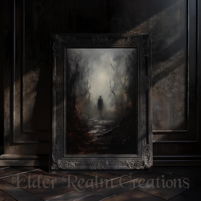 Misty Figure Digital Art for Download. Scary Misty Forest. Mysterious ...