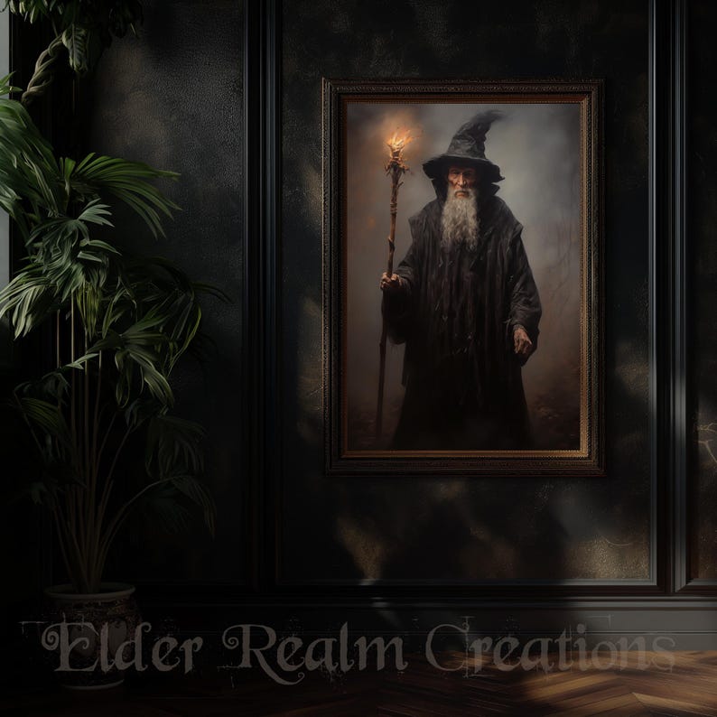 Old Wizard Digital Art for Download. Old Gray Wizard. Sorcerer With ...