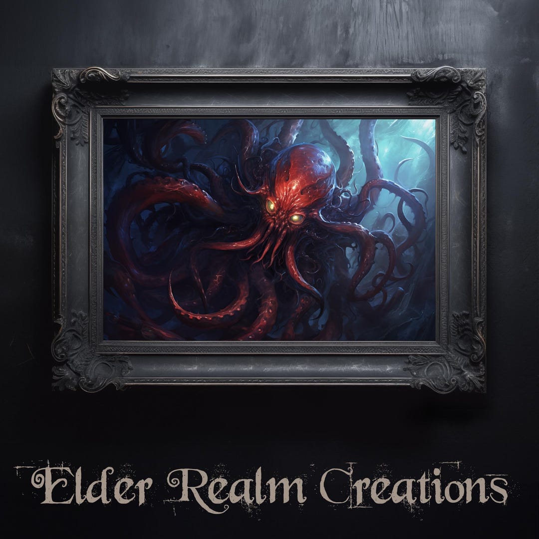 Blackwater Lurker # Digital Art for Download. Lovecraftian Horror Creature. Tentacle Monster ...