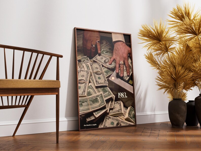 Scarface 1983 Money Counter Poster Movie Old Money Framed Print Wall ...