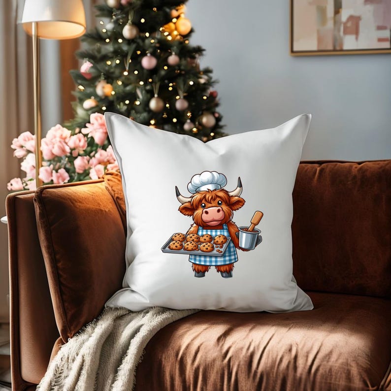 Cow Baker Png, Highland Cow Baker Png, Cow Png, Baking Png, Baking ...