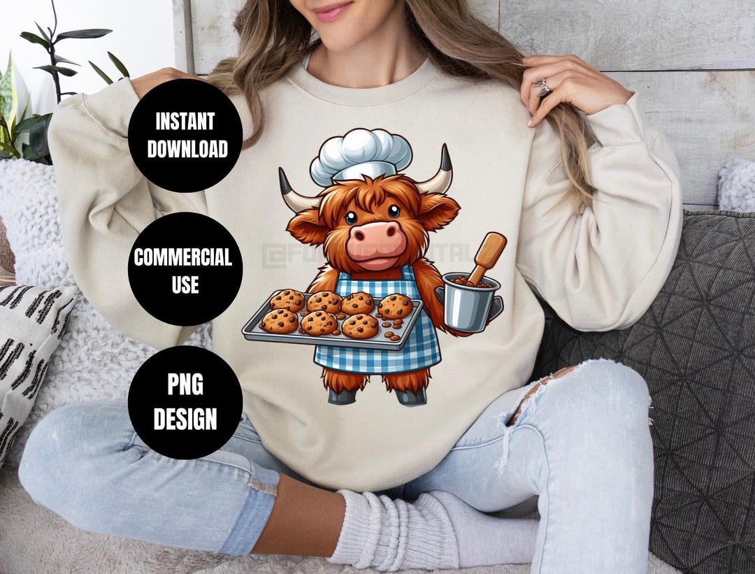Cow Baker Png, Highland Cow Baker Png, Cow Png, Baking Png, Baking ...