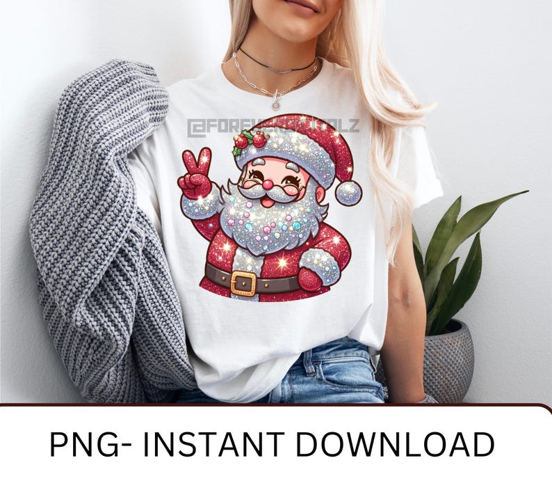 Sparkly Santa Png, Glitter Santa Png, Christmas PNG, Santa Png, Holiday ...