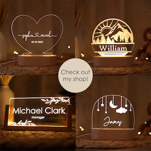 Custom Personalized Photo LED Wood Stand Room Night Light up Table Lamp ...