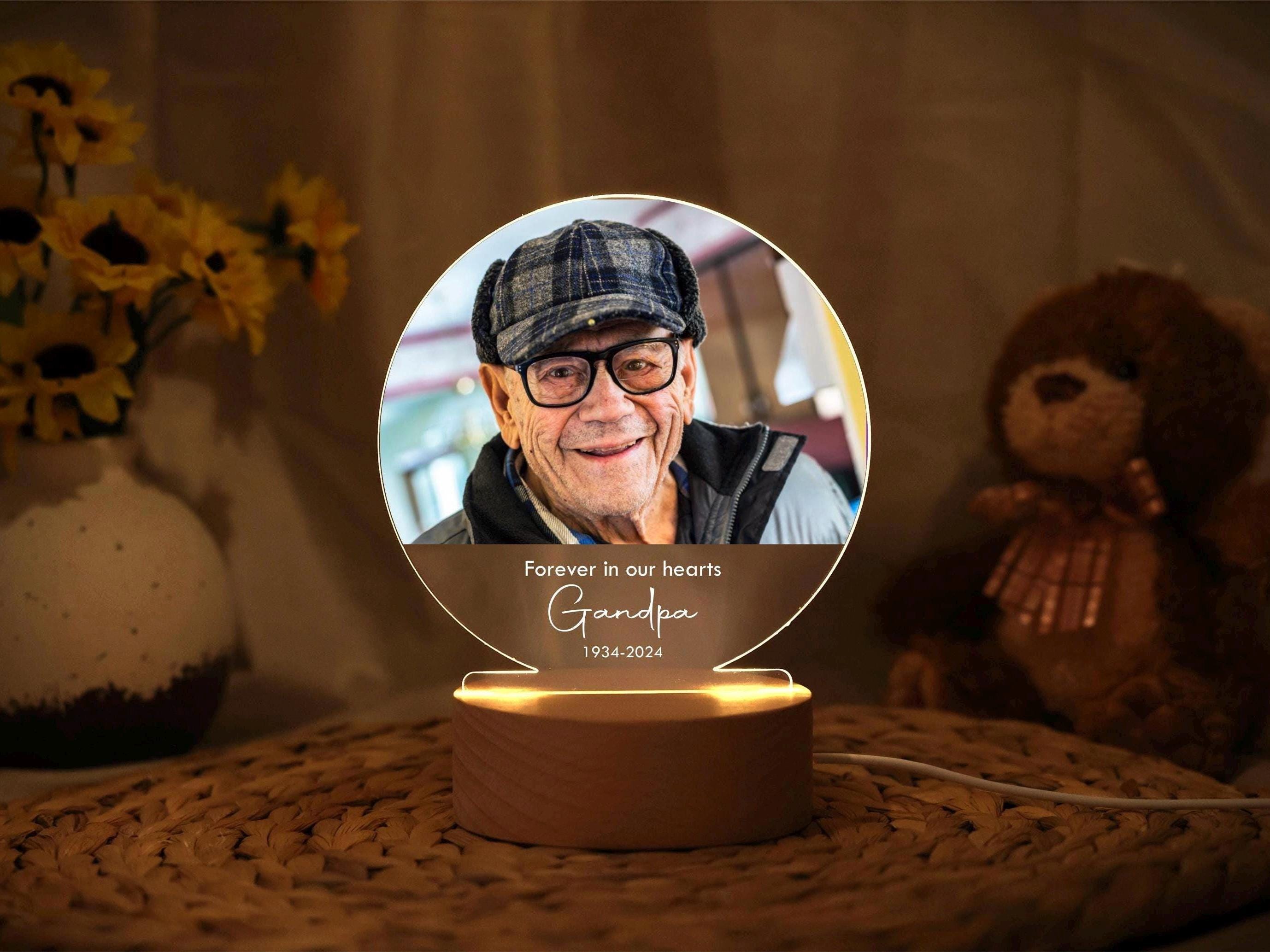 Personalized Memorial Photo Night Light, Beechwood Base - Etsy