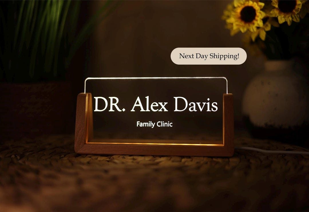 Led Desk Name Plate - Custom Office Desk Accessories - Personalized ...