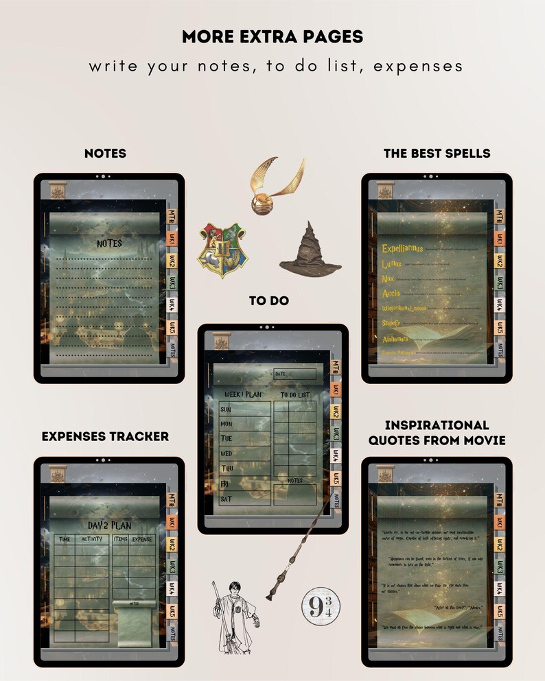 Wizard Digital Planner: Harry Potter Theme, Undated (PDF) - Etsy