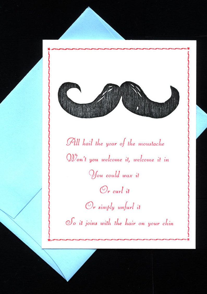 Moustache New Year's Card - Etsy