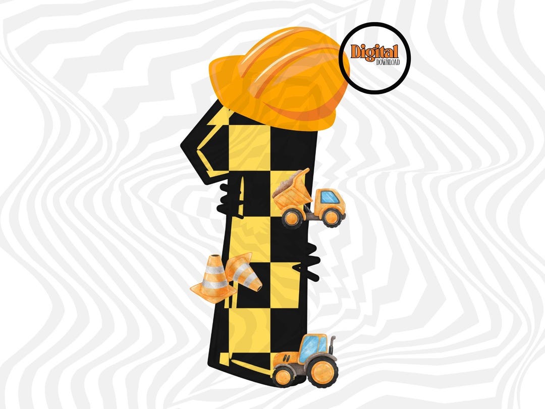 Construction Birthday Number 1, Checkered PNG (digital Download) - Etsy